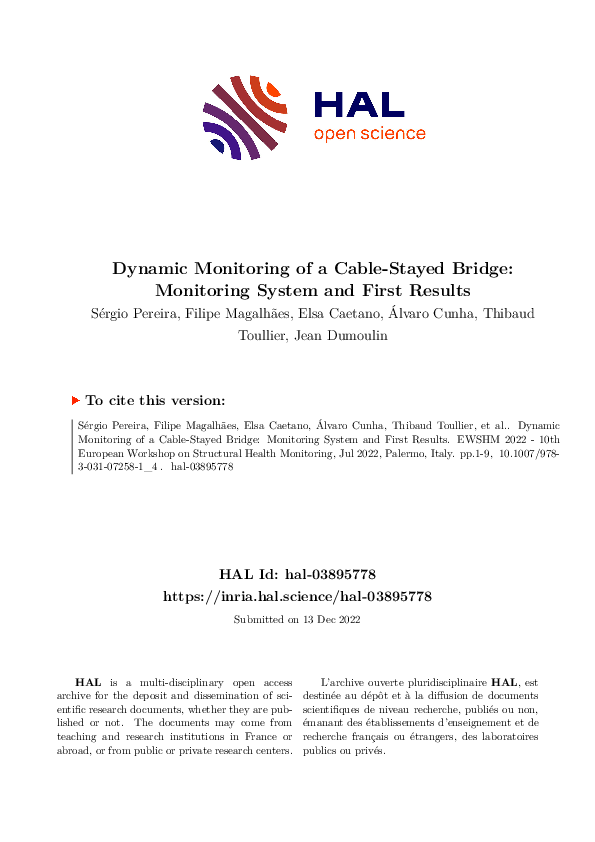 (PDF) Dynamic Monitoring of a Cable-Stayed Bridge: Monitoring System and First Results
