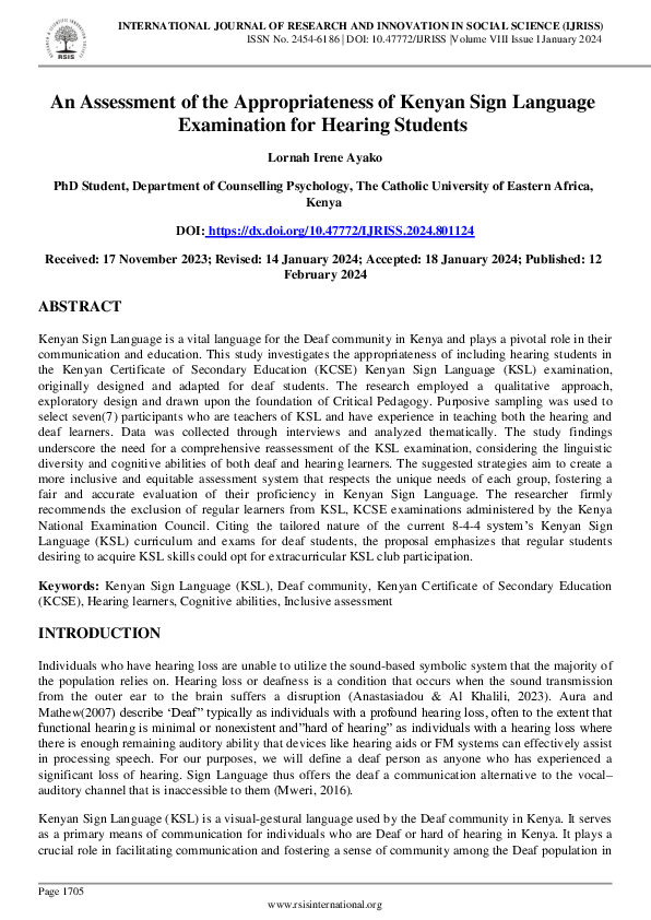 (PDF) An Assessment of the Appropriateness of Kenyan Sign Language ...