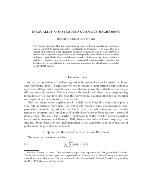 (PDF) Inequality constrained quantile regression