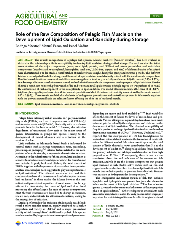 (PDF) Role of the Raw Composition of Pelagic Fish Muscle on the ...