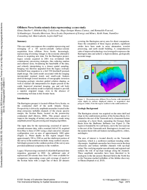 (PDF) Offshore Nova Scotia seismic data reprocessing: A case study