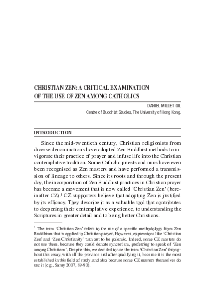 (PDF) Christian Zen: A Critical Examination of the Use of Zen among ...