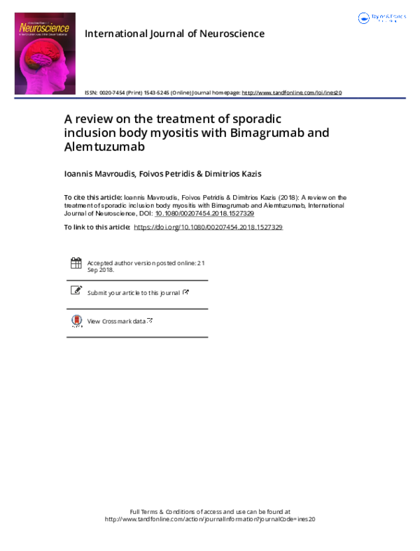 (PDF) A review on the treatment of sporadic inclusion body myositis ...