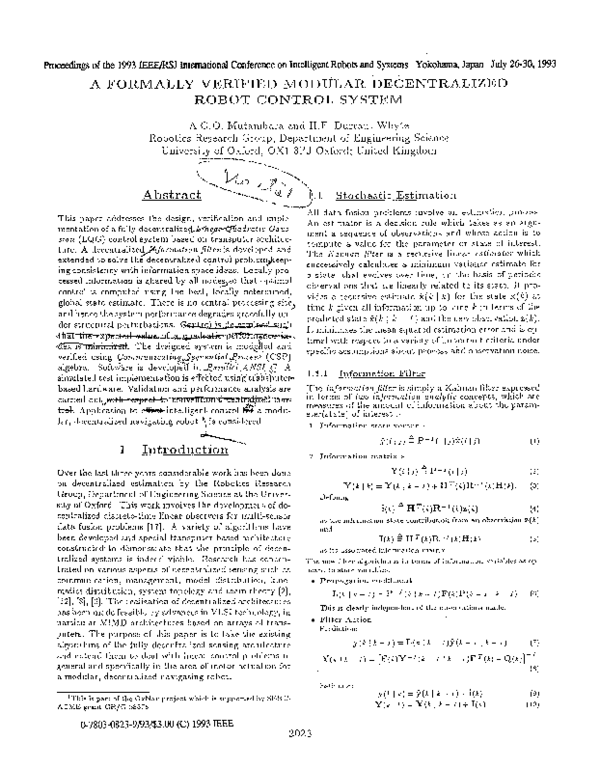 (PDF) A formally verified modular decentralized robot control system