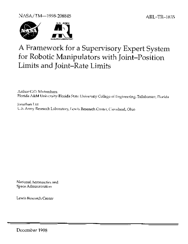 (PDF) A Framework for a Supervisory Expert System for Robotic Manipulators with Joint-Position ...