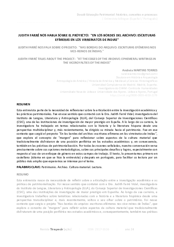 (PDF) Judith Farré nos habla sobre el proyecto: En los bordes del ...