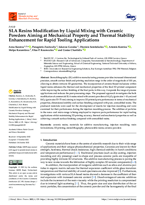 (PDF) SLA Resins Modification by Liquid Mixing with Ceramic Powders ...