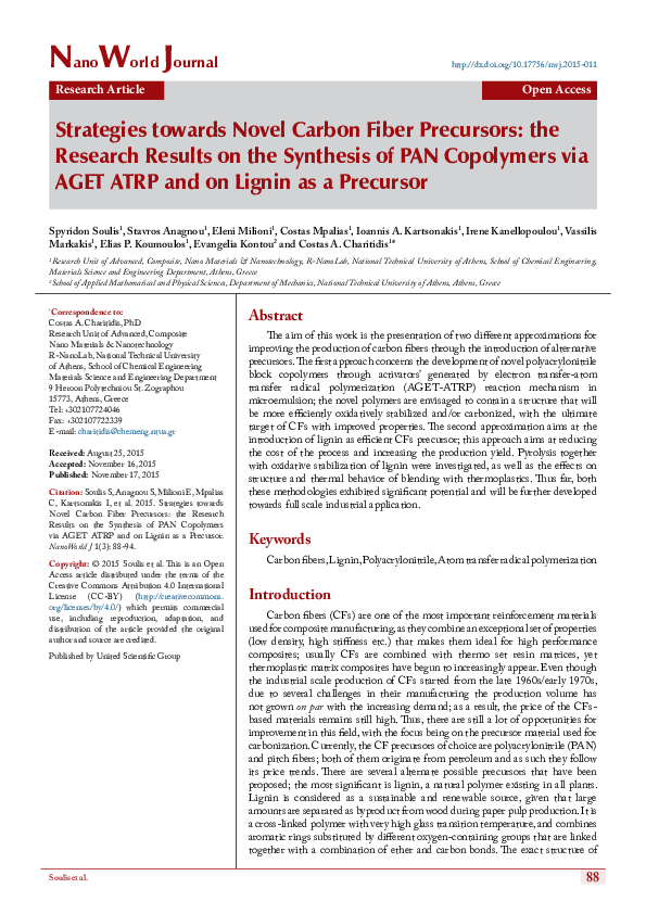 (PDF) Strategies towards Novel Carbon Fiber Precursors: the Research ...