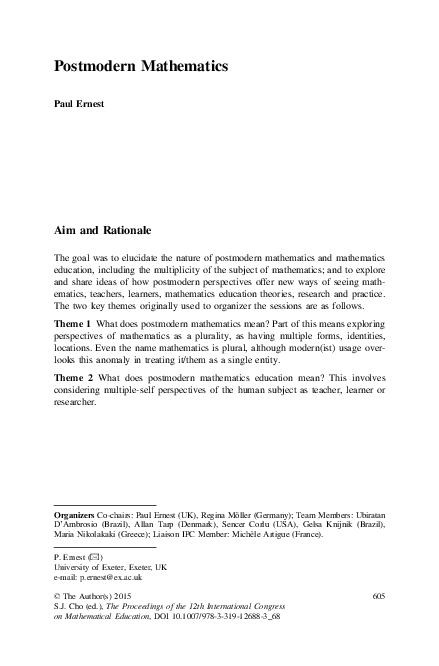 (PDF) Postmodern Mathematics