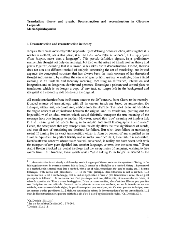 (PDF) Deconstruction and reconstruction in theory | Maria Spiridopoulou - Academia.edu