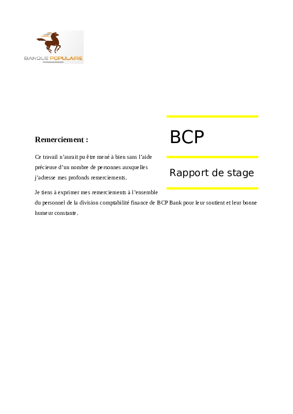 (PDF) Rapport de Stage Banque Populaire