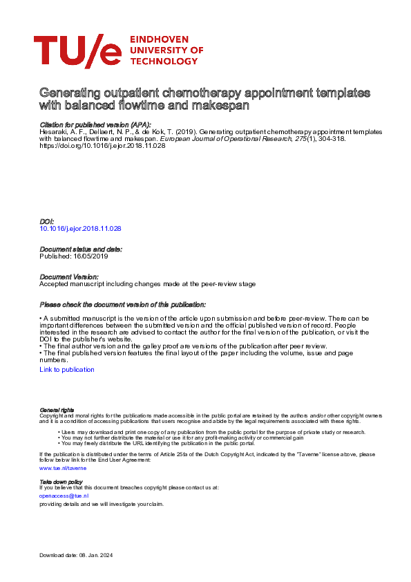 (PDF) Generating outpatient chemotherapy appointment templates with ...