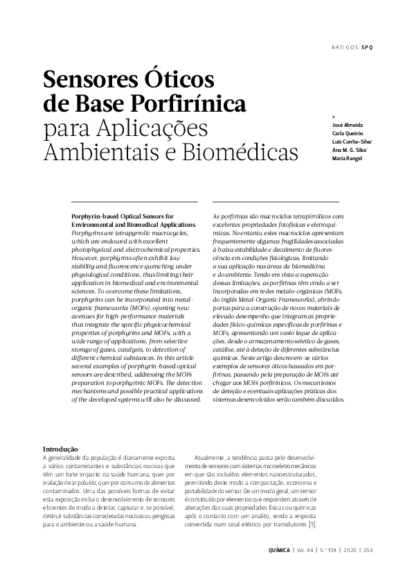 (PDF) Sensores Óticos de Base Porfirínica para Aplicações Ambientais e ...