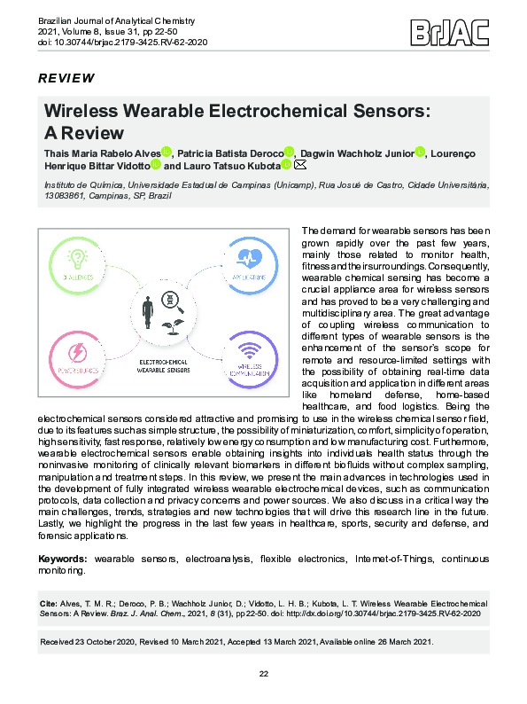 (PDF) Wireless Wearable Electrochemical Sensors: A Review