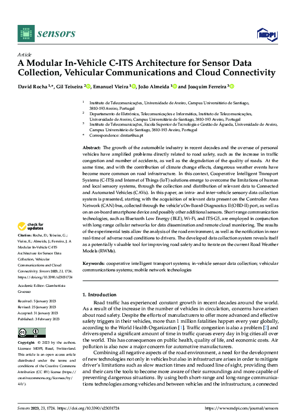 (PDF) A Modular In-Vehicle C-ITS Architecture for Sensor Data Collection, Vehicular ...