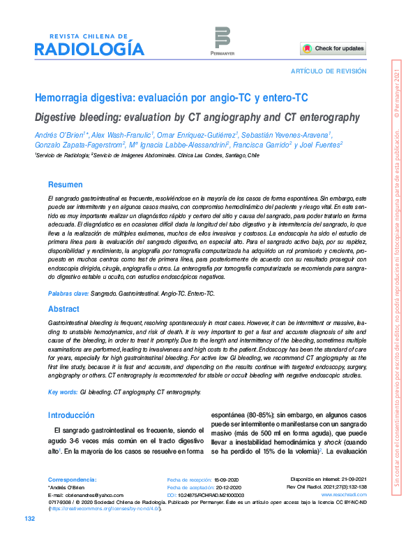 (PDF) Hemorragia digestiva: evaluación por angio-TC y entero-TC