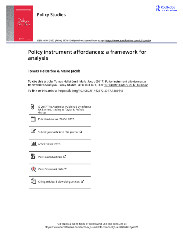 (PDF) Policy instrument affordances: a framework for analysis