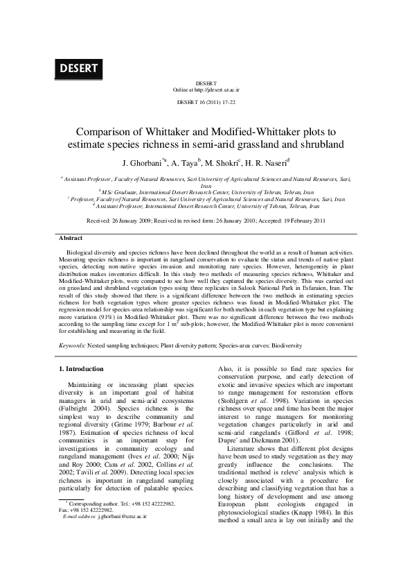 (PDF) Comparison of Whittaker and Modified-Whittaker plots to estimate ...