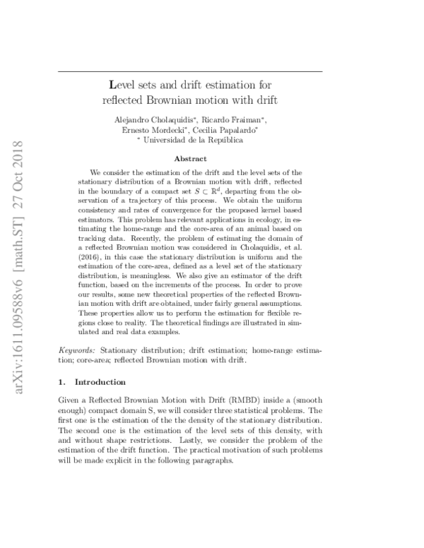 Pdf Level Sets And Drift Estimation For Reflected Brownian Motion