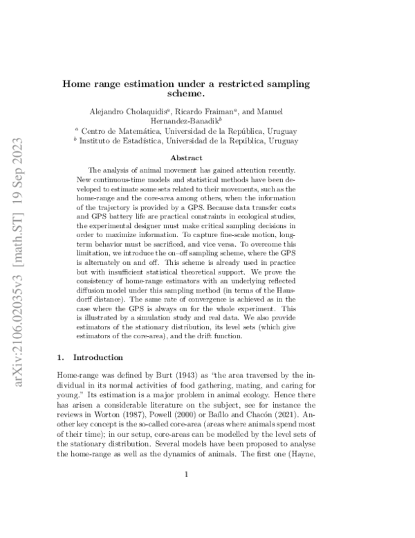(PDF) Home range estimation under a restricted sampling scheme