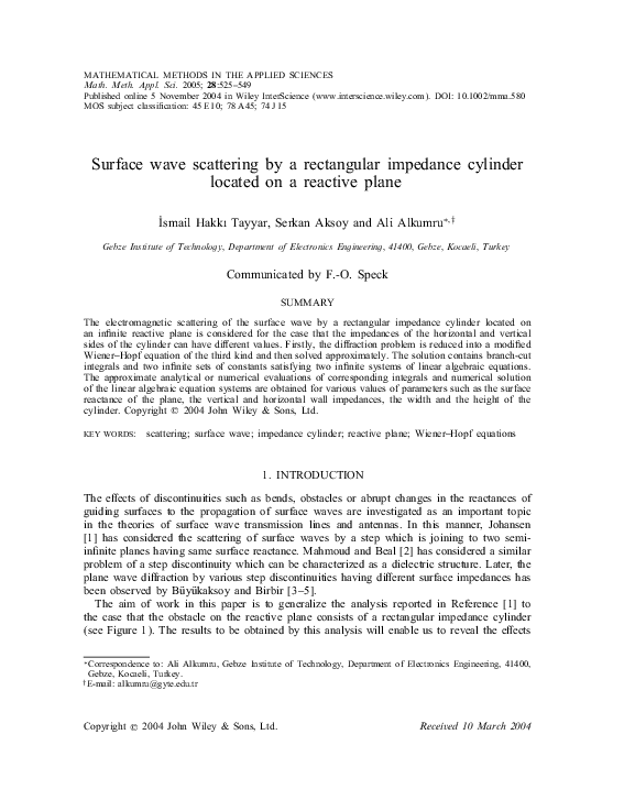 (PDF) Surface wave scattering by a rectangular impedance cylinder ...