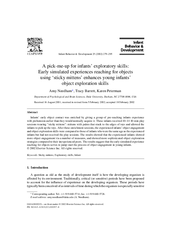 (PDF) A pick-me-up for infants' exploratory skills: Early simulated ...