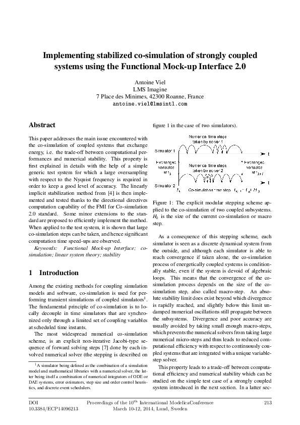 (PDF) Implementing stabilized co-simulation of strongly coupled systems using the Functional ...