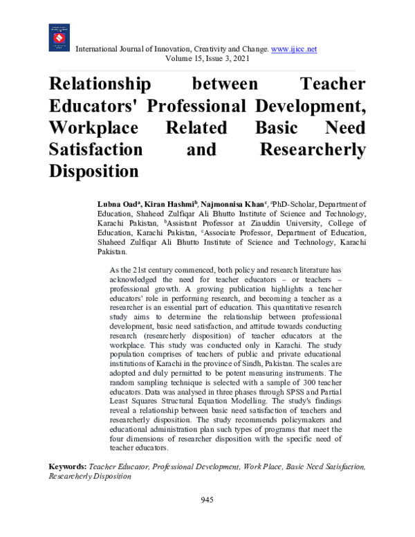 (PDF) Relationship between Teacher Educators' Professional Development ...