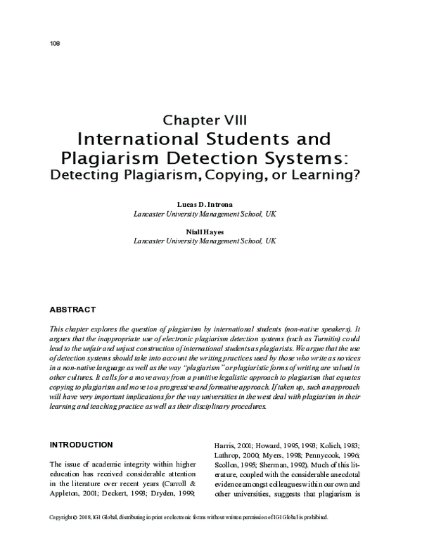 (PDF) International Students and Plagiarism Detection Systems