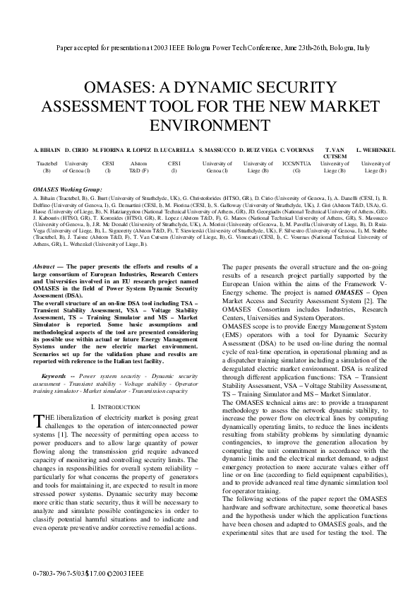 (PDF) Omases: a dynamic security assessment tool for the new market ...