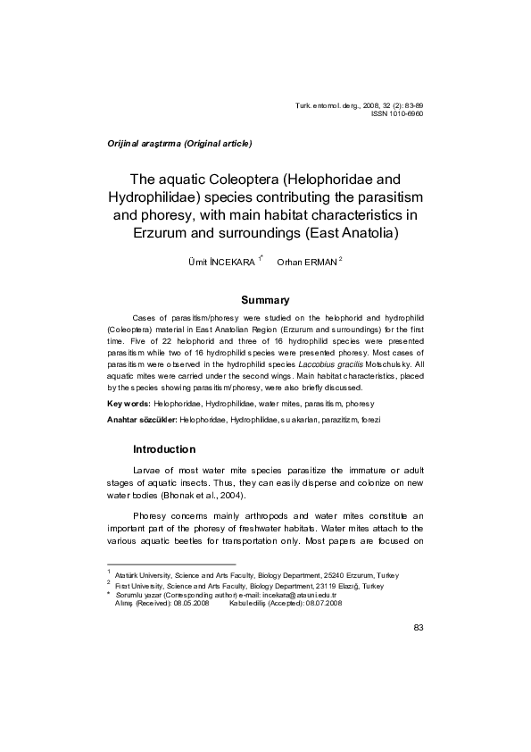 (PDF) Erzurum ve çevresinde (Doğu Anadolu) parazitizm ve foreziye ...