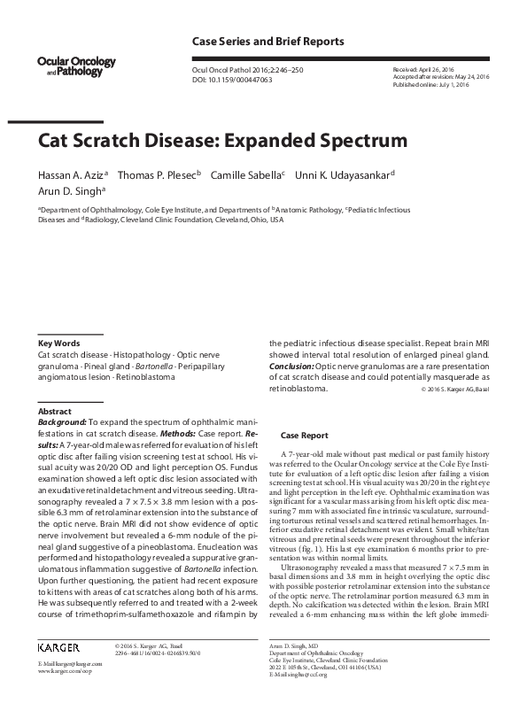 (PDF) Cat Scratch Disease: Expanded Spectrum