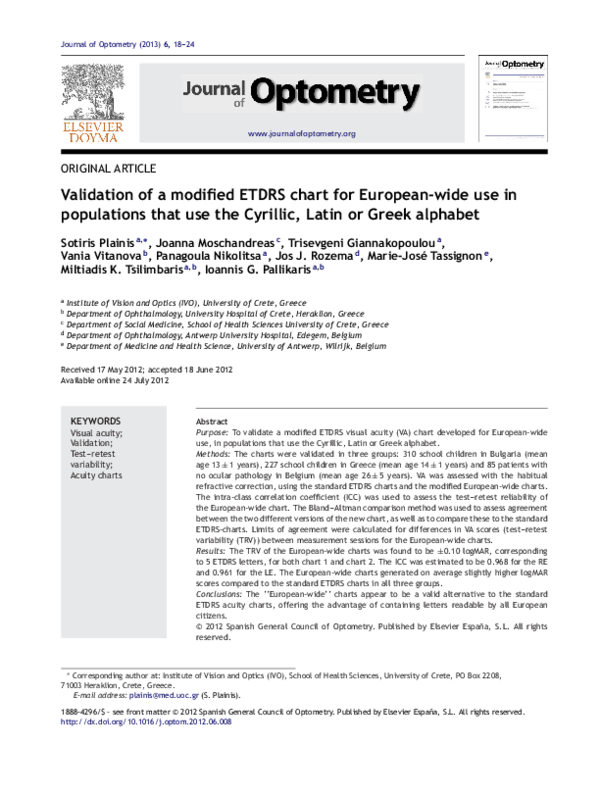 (PDF) Validation of a modified ETDRS chart for European-wide use in ...