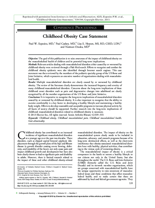 (PDF) Childhood Obesity Case Statement