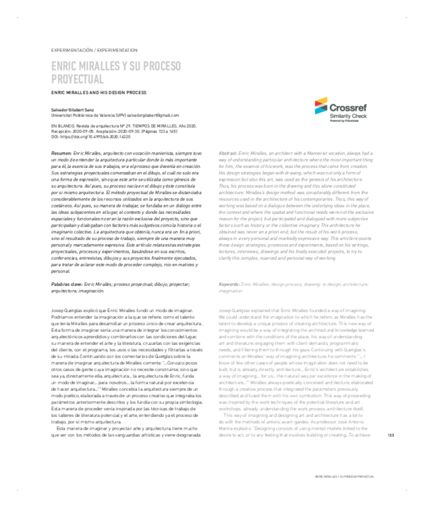 (PDF) Enric Miralles y su proceso proyectual