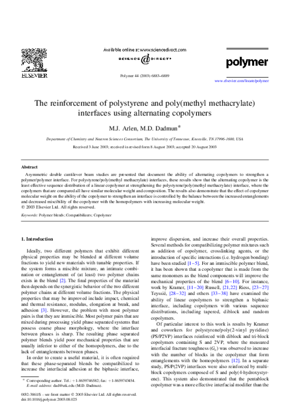 (PDF) The reinforcement of polystyrene and poly(methyl methacrylate ...