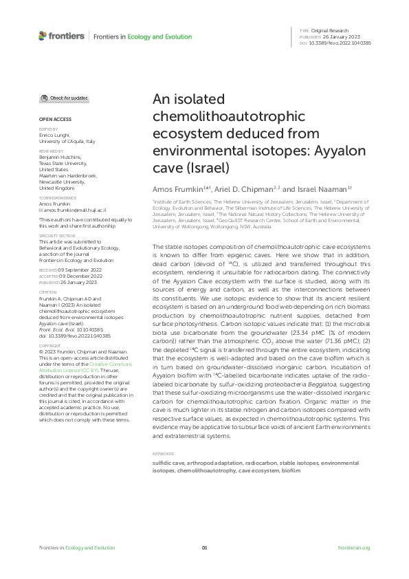 (PDF) An isolated chemolithoautotrophic ecosystem deduced from ...