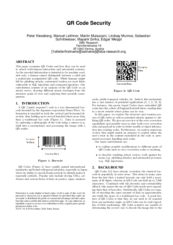 (PDF) QR code security