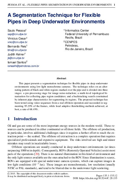 (PDF) A Segmentation Technique for Flexible Pipes in Deep Underwater Environments