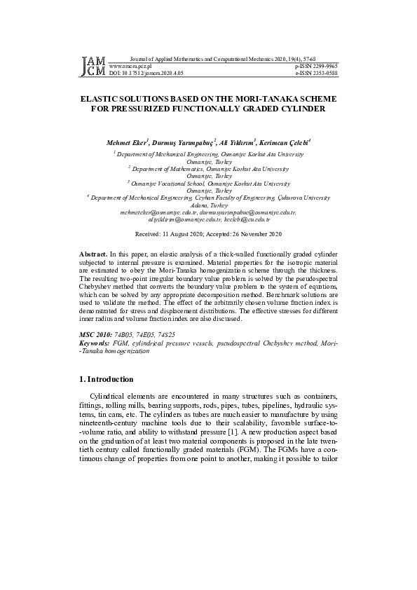 (PDF) Elastic solutions based on the Mori-Tanaka scheme for pressurized ...