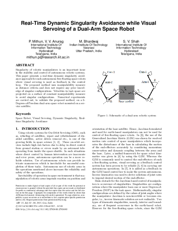 (PDF) Real-time dynamic singularity avoidance while visual servoing of ...