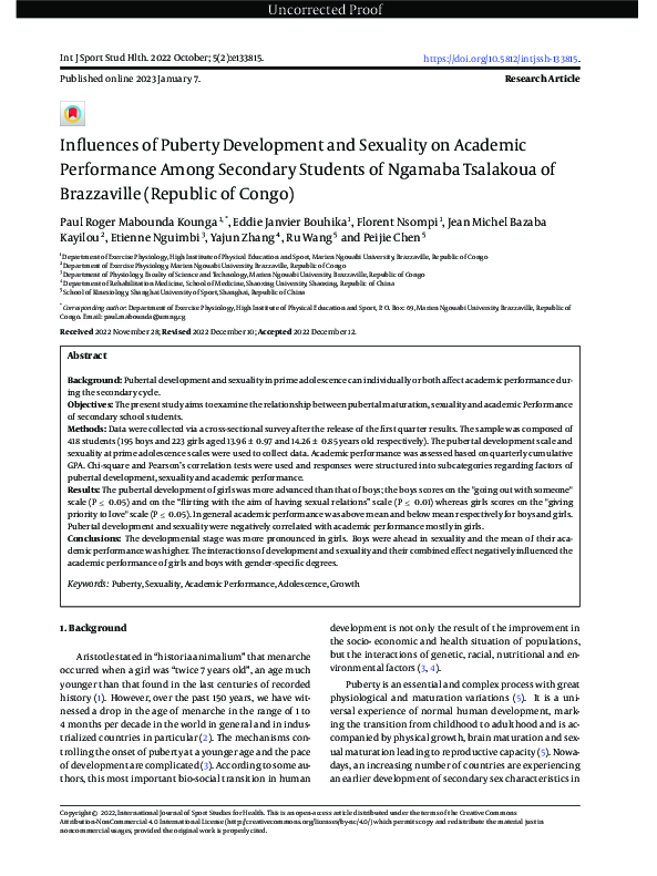(PDF) Influences of Puberty Development and Sexuality on Academic ...