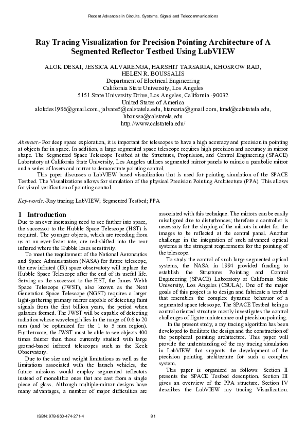 (PDF) Ray tracing visualization for precision pointing architecture of a segmented reflector ...