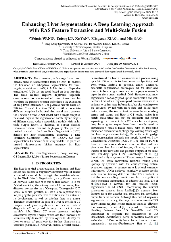 Pdf Enhancing Liver Segmentation A Deep Learning Approach With Eas Feature Extraction And