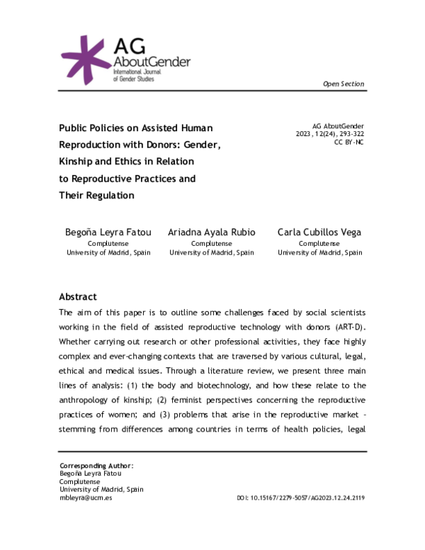 (PDF) Public Policies on Assisted Human Reproduction with Donors ...