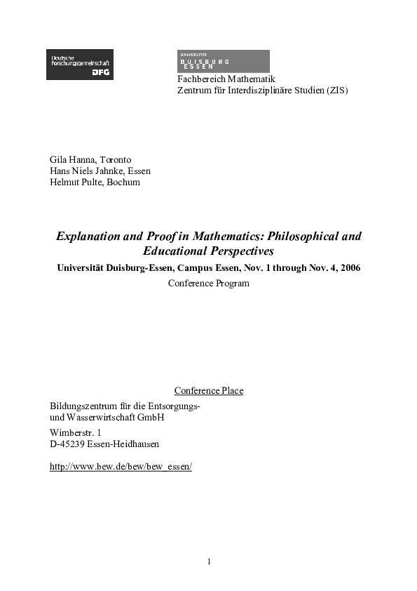 (PDF) Explanation and proof in mathematics : philosophical and ...