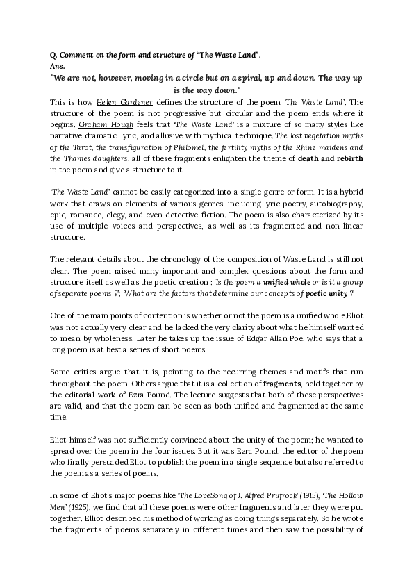 (PDF) The Waste Land - Form & Structure