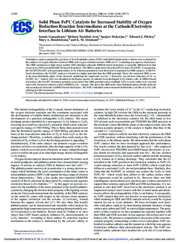 (PDF) Solid Phase FePC Catalysts for Increased Stability of Oxygen ...