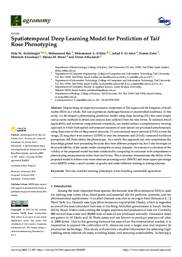 Pdf Spatiotemporal Deep Learning Model For Prediction Of Taif Rose