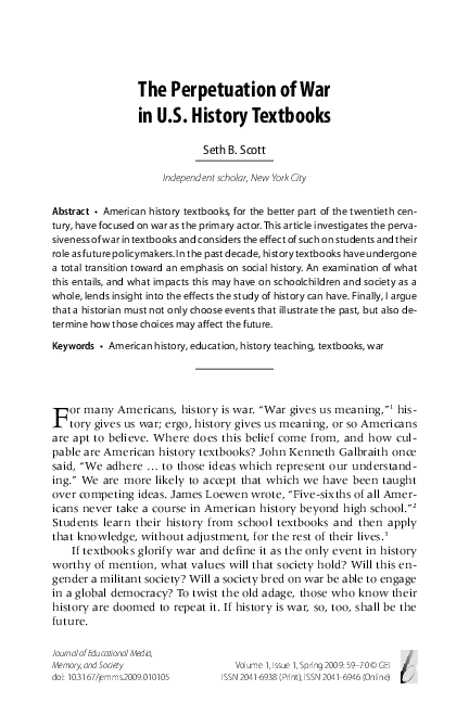 (PDF) The Perpetuation of War in U. S. History Textbooks